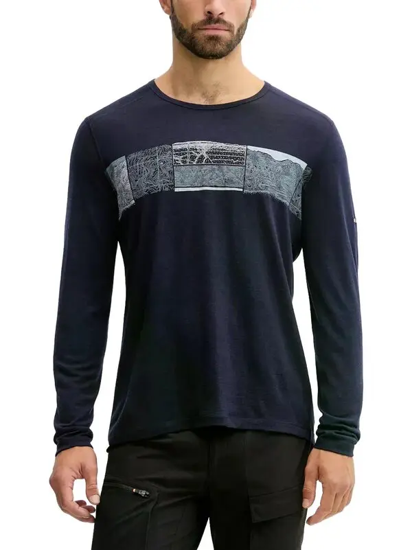 Icebreaker Graphic-print Long-sleeve Base Layer - Blue
