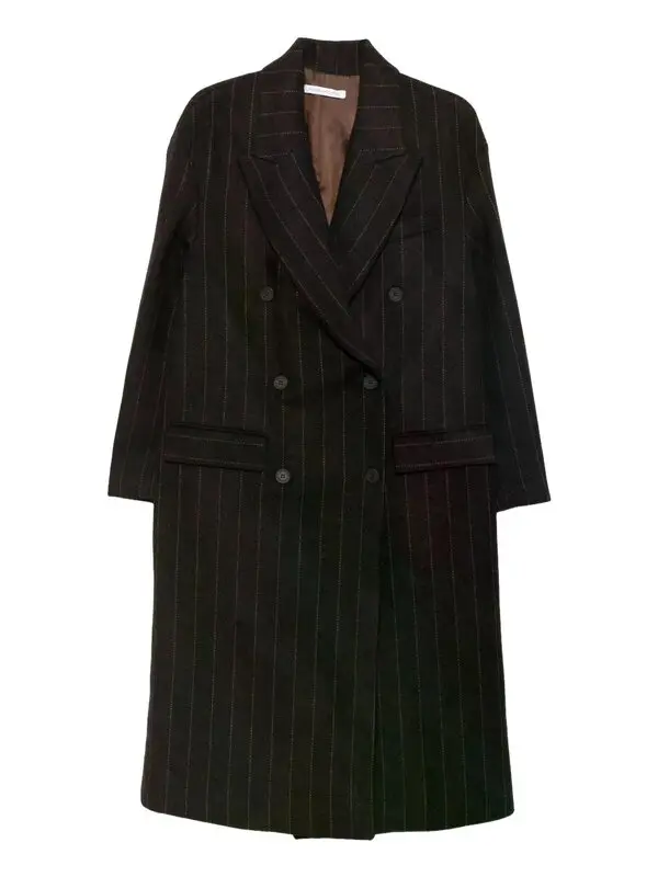 MAR DE MARGARITAS Pinstriped Double-breasted Coat - Brown