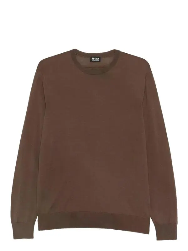 Zegna Round-neck Fine Knit Sweater - Brown