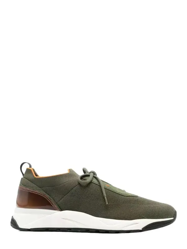 Santoni Panelled Lace-up Sneakers - Green