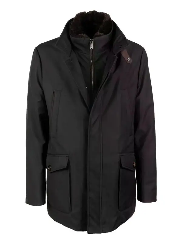 MOORER Jacket With Fur Collar - Black