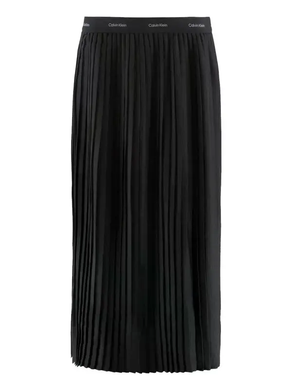 Calvin Klein Pleated Waistband Midi Skirt - Black