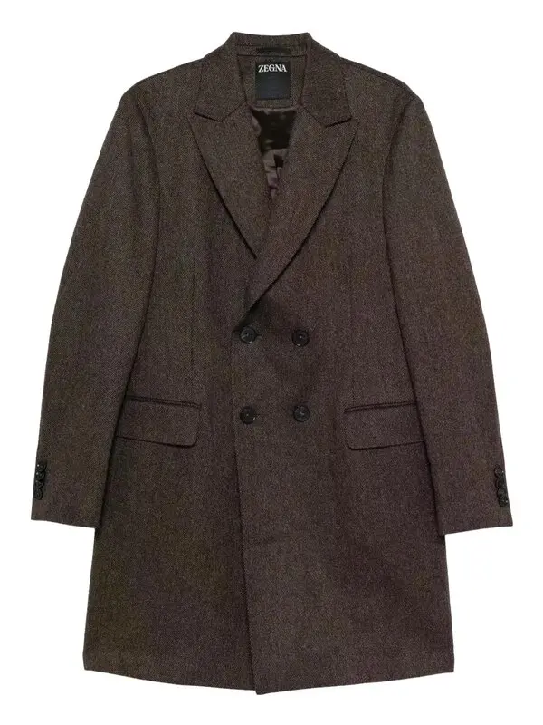 Zegna Cashmere Double-breasted Coat - Brown
