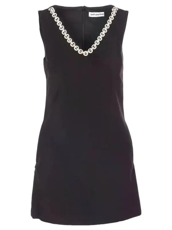 SELF-PORTRAIT Crystal-embellished Mini Dress - Black