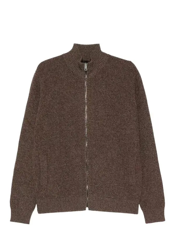 ROBERTO COLLINA Ribbed Cardigan - Brown