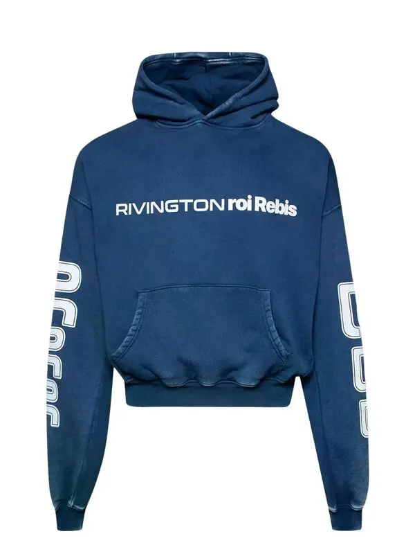 RRR123 Logo-print Hoodie - Blue