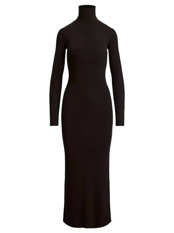 Polo Ralph Lauren Turtleneck Ribbed Midi Dress - Brown