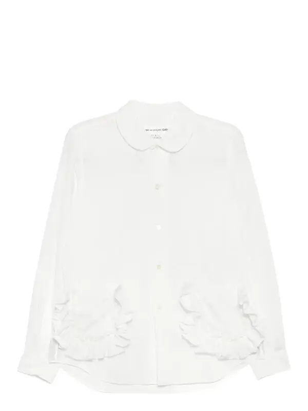 Comme Des Garçons Ruffled-pocket Shirt - White