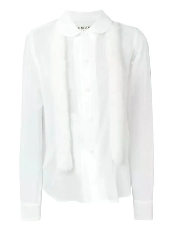 Comme Des Garçons Faux Fur Trim Sheer Shirt - White