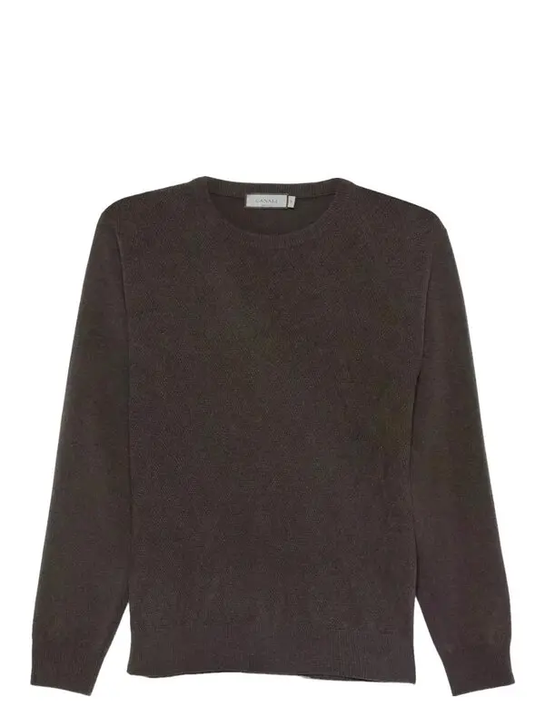 Canali Textured Crew-neck Sweater - Brown
