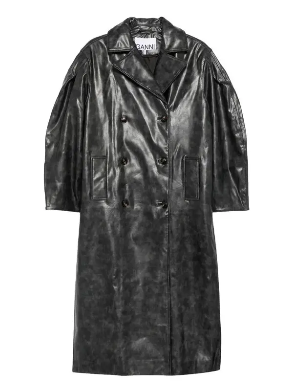 GANNI Double-breasted Coat - Black