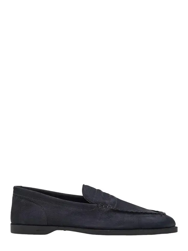 John Lobb Pace Nubuck Leather Penny Loafers - Midnight