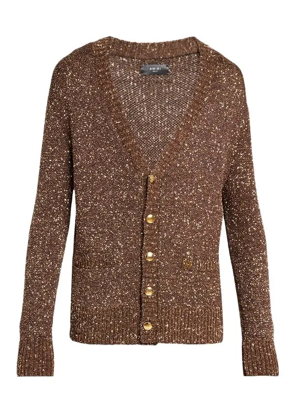 Amiri Crochet Sequin Cardigan - Dark Brown