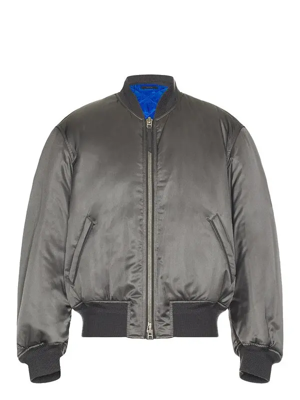 TOM FORD Soft Silk Satin Bomber - Grey & Blue