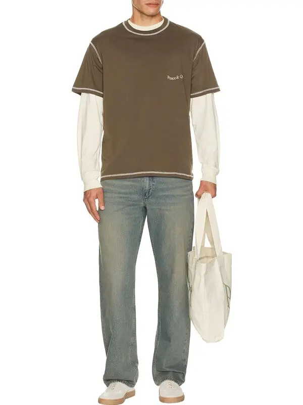 MUSEUM OF PEACE & QUIET Wordmark Reverse Stitched T-shirt - Brown