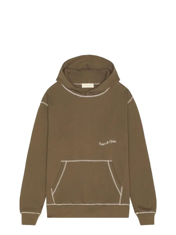 MUSEUM OF PEACE & QUIET Wordmark Reverse Stitched Hoodie - Brown