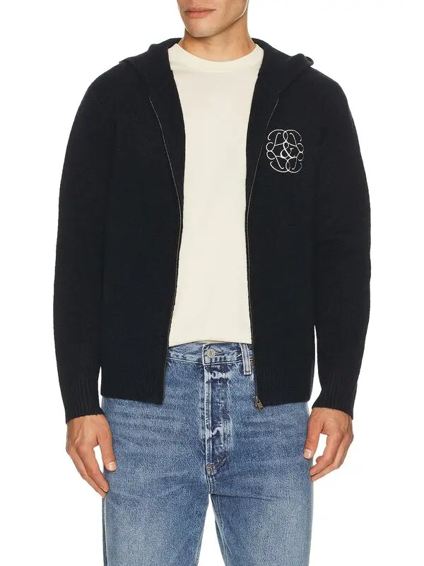 MUSEUM OF PEACE & QUIET Symbol Mohair Zip-up Hoodie - Navy