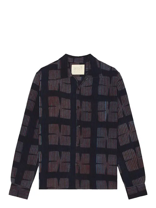KARDO Chintan Block Print Boxy Fit Long Sleeve Shirt In Black - Bp140 Print