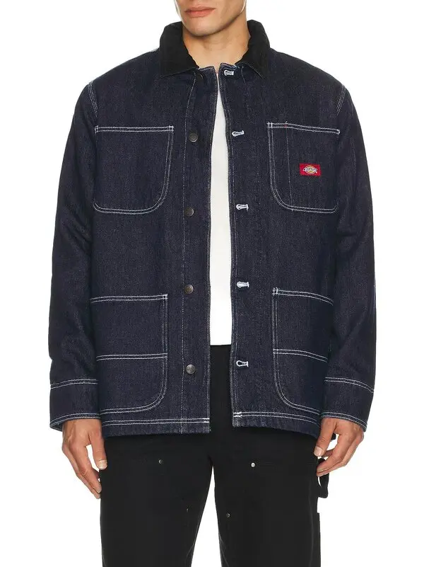 Dickies Denim Blanket Lined Chore Coat - Rinsed Indigo Blue