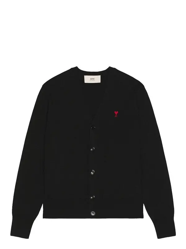 Ami Buttoned Cardigan - Black & Red