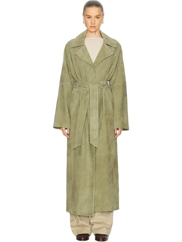 SRG Louise Suede Coat - Dark Sage Green