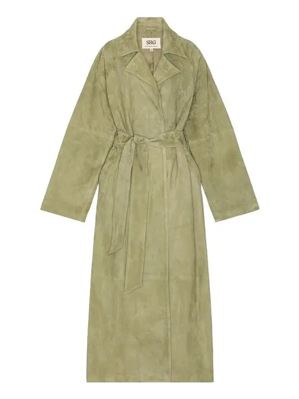 SRG Louise Suede Coat - Dark Sage Green