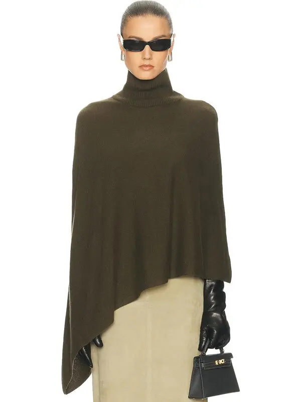 SRG Axele Cashmere Knit Cape - Dark Olive