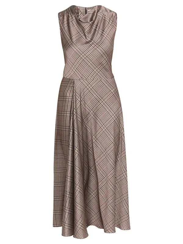 Vince Satin Plaid Maxi Dress - Multi Plaid
