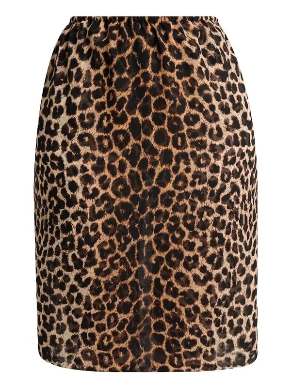 Saint Laurent Silk Georgette Print Pencil Skirt - Leopard
