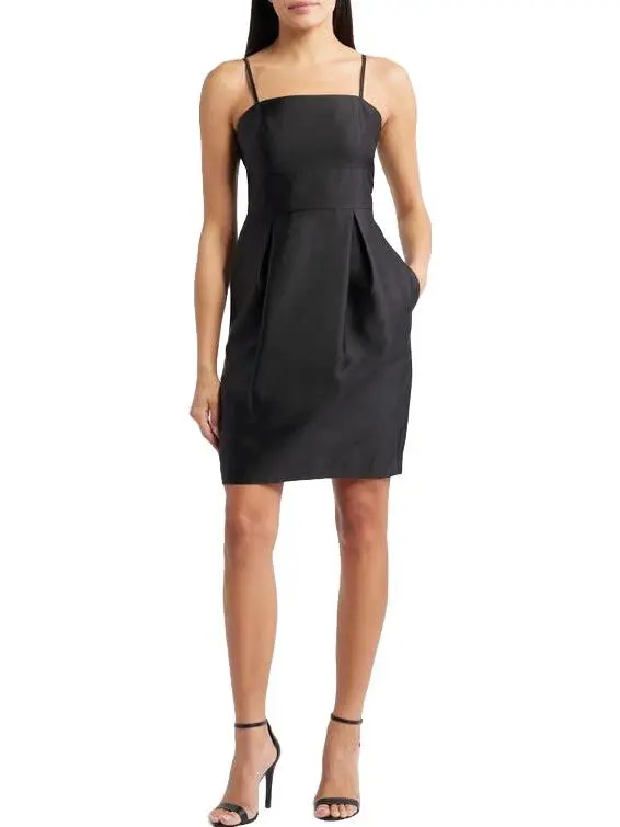 Eliza J Satin Twill Cocktail Dress - Black