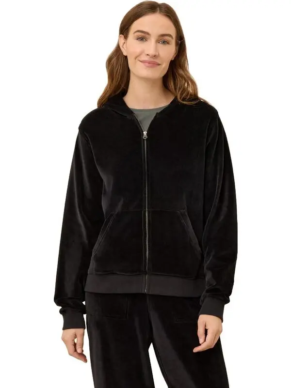 PACT Organic Cotton Pure Velour Zip Hoodie - Black