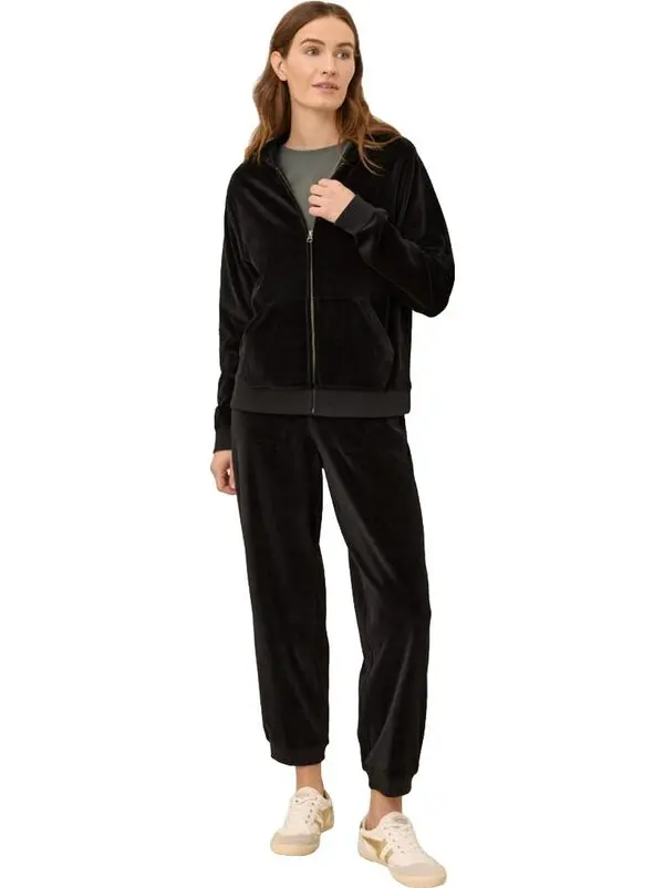PACT Organic Cotton Pure Velour Zip Hoodie - Black
