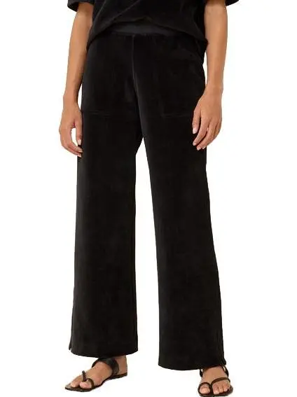 PACT Organic Cotton Pure Velour Wide Leg Pants - Black