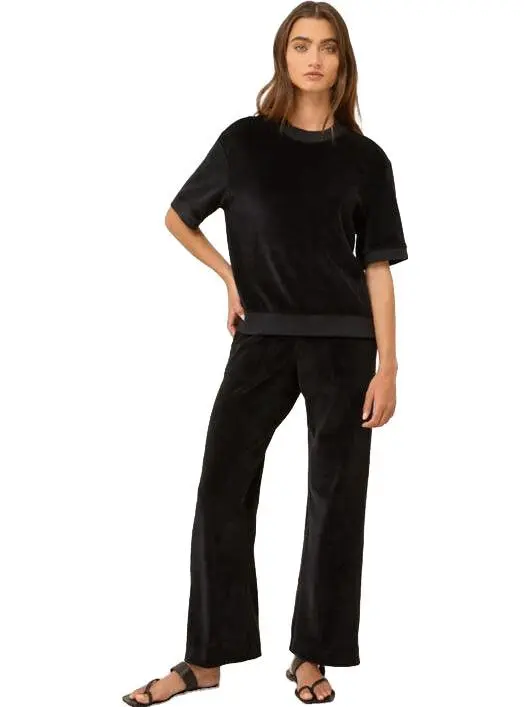 PACT Organic Cotton Pure Velour Wide Leg Pants - Black