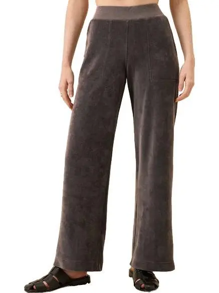 PACT Organic Cotton Pure Velour Wide Leg Pants - Graphite