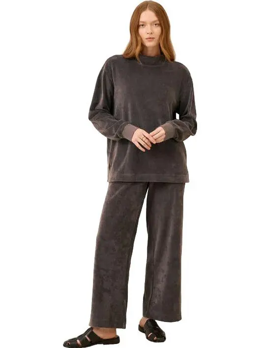 PACT Organic Cotton Pure Velour Wide Leg Pants - Graphite