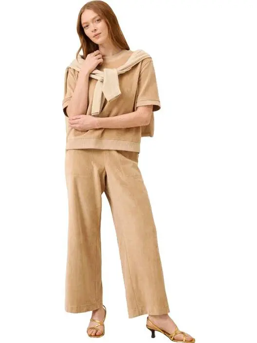 PACT Organic Cotton Pure Velour Wide Leg Pants - Sesame