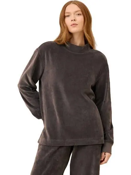 PACT Organic Cotton Pure Velour Cozy Pullover - Graphite