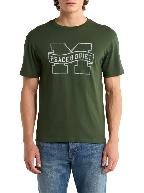 MUSEUM OF PEACE & QUIET Banner Logo Cotton T-shirt - Forest