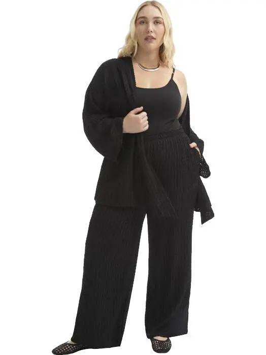 JUNE + VIE Knitted Pull-on Pants - Black Onyx
