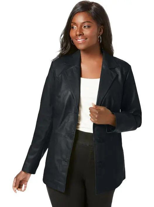 JESSICA LONDON Leather Blazer - Black