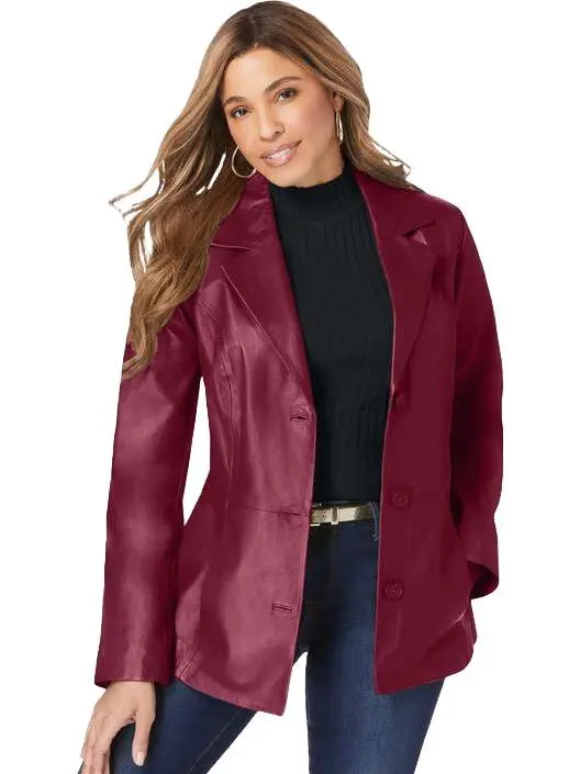 JESSICA LONDON Leather Blazer - Merlot