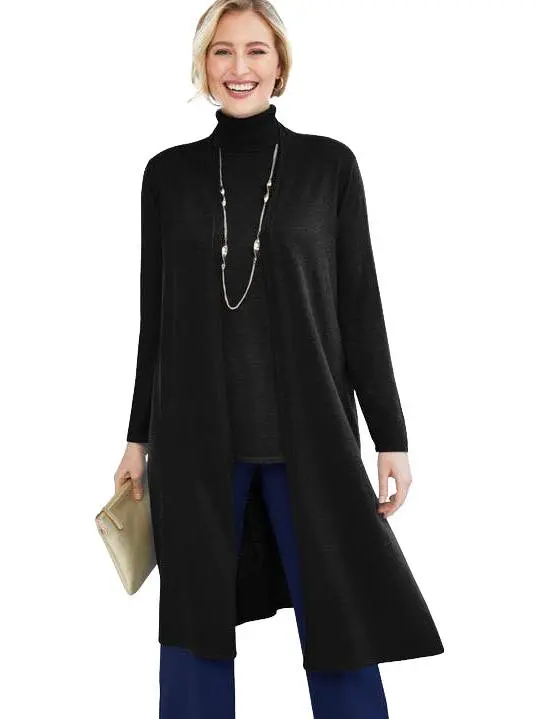 JESSICA LONDON Cashmere Duster Sweater - Black