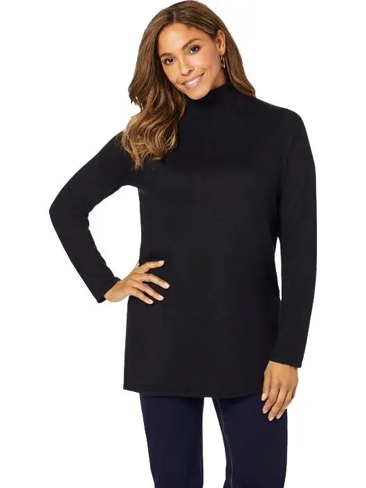 JESSICA LONDON Cotton Cashmere Turtleneck - Black
