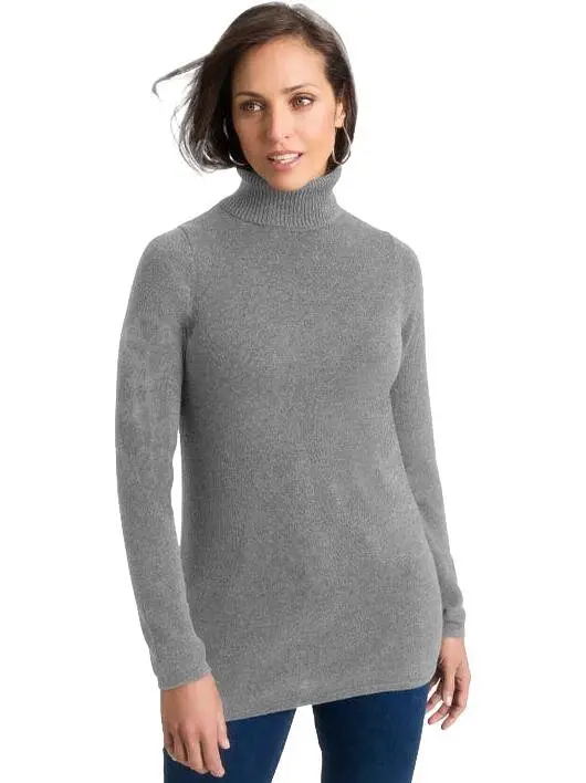 JESSICA LONDON Cotton Cashmere Turtleneck - Medium Heather Grey