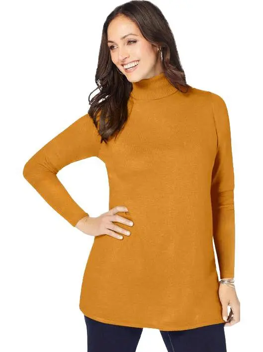 JESSICA LONDON Cotton Cashmere Turtleneck - Rich Gold