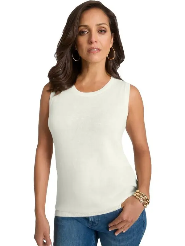 JESSICA LONDON Sleeveless Cashmere Shell - Ivory