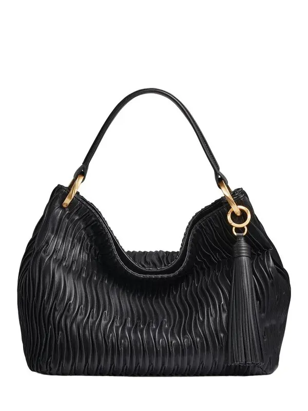 Donna Karan New York Glenwood Pleated Shoulder Bag - Black/gold