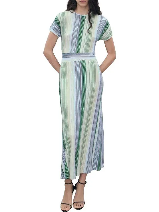 Mango Stripe Maxi Sweater Dress - Green