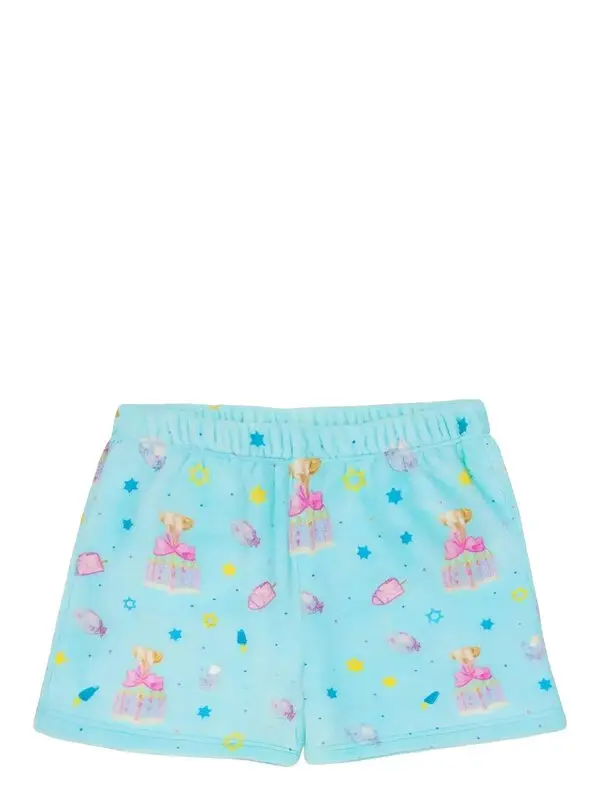 PREPPY GOOSE Plush Hanukkah Lounge Shorts - Aqua
